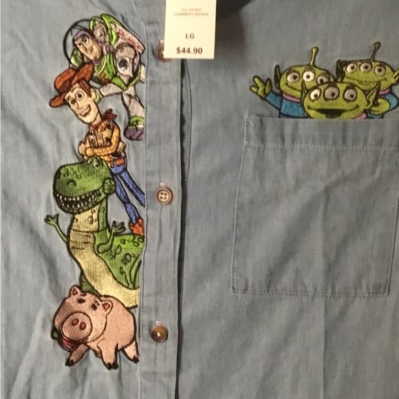 Disney | Tops | New Denim Disney Pixar Toy Story Shirt Lg | Poshmark